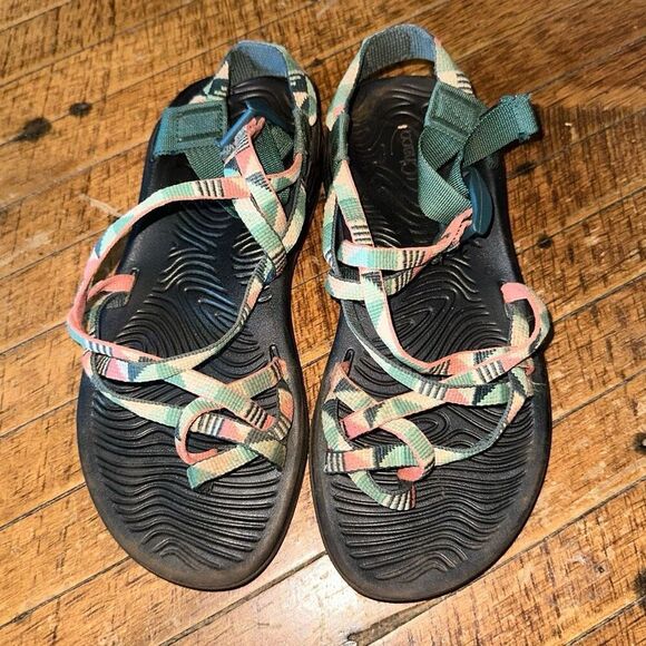 Chaco | Shoes | Chacopink Green Strappy Comfortable Slip On Size 7 ...